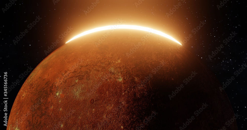 Surface Sun-lights On Red Planet. Red Planet. Red galaxy in space ...
