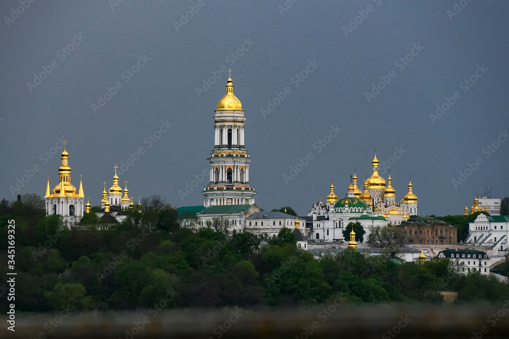Panorama view of Kyiv Pechersk Lavra, the orthodox monastery included ...