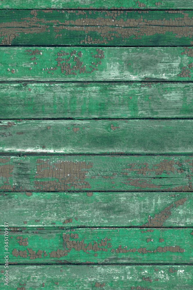 Green wooden narrow boards top view. Background from old wooden painted ...