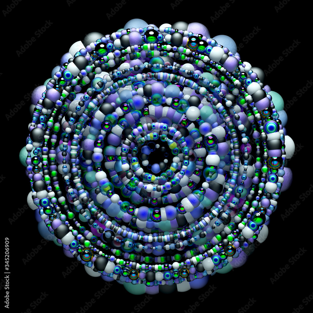 3d render of abstract art with surreal spherical swirl mandala yoga ...