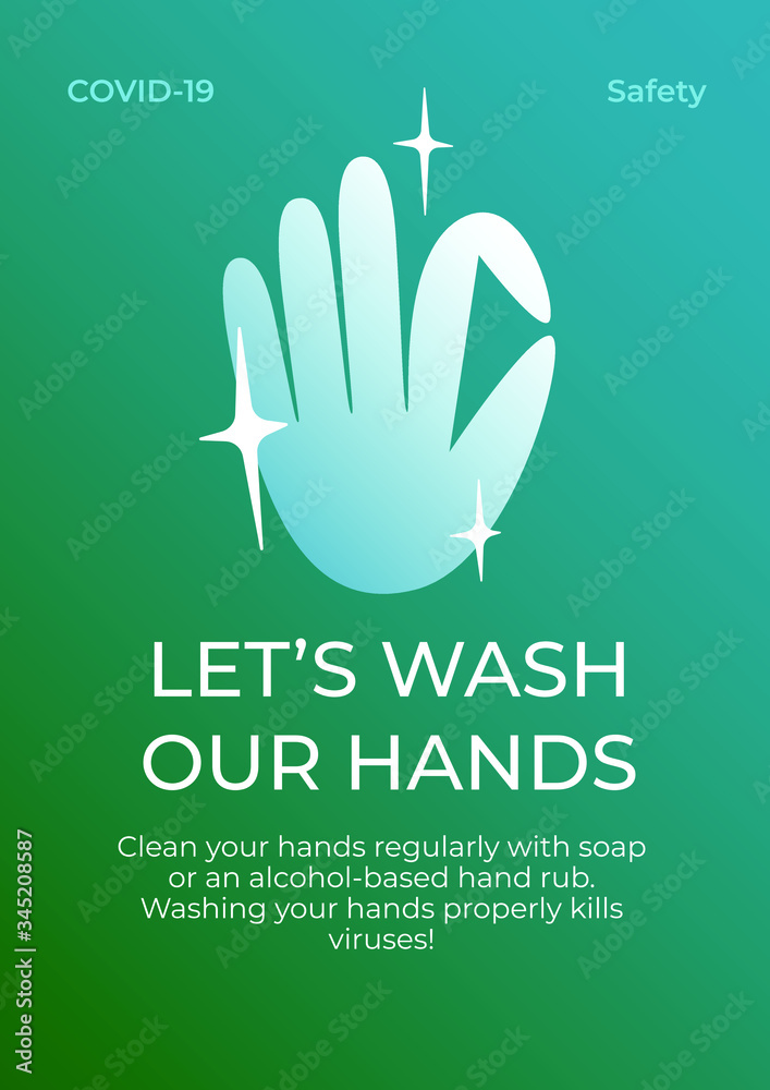 Simple Personal hygiene poster says to keep hands clean during covid-19 ...