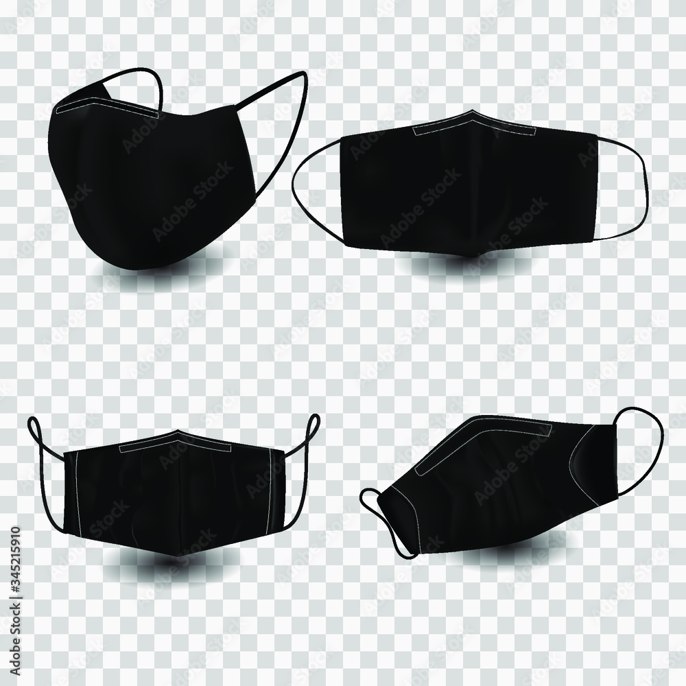 Protective cloth mask covid-19 illustration. fabric black mask on ...