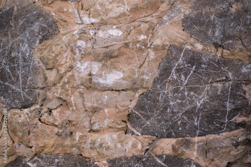 Rock stone for backdrop. Laminated structure, rough and uneven texture ...