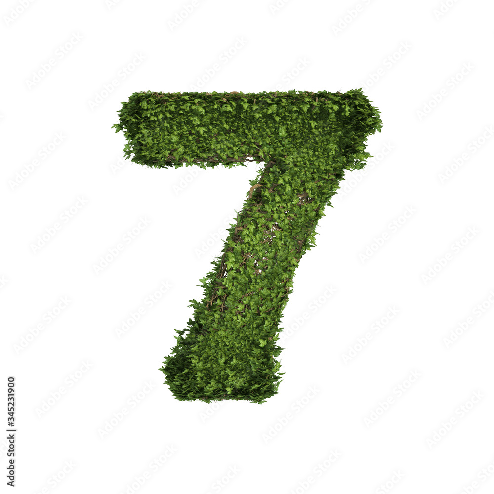 Ivy plant with leaves, green creeper bush and vines forming number ...