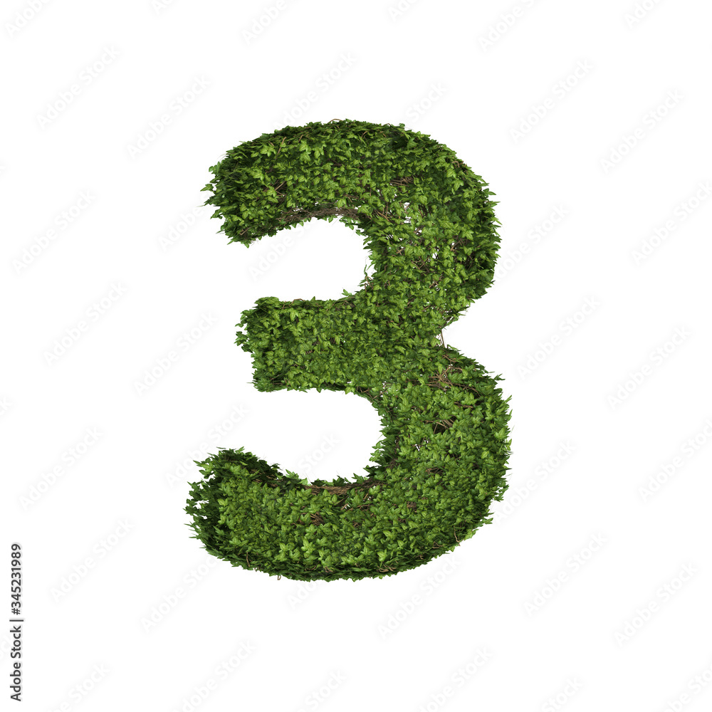 Ivy plant with leaves, green creeper bush and vines forming number ...