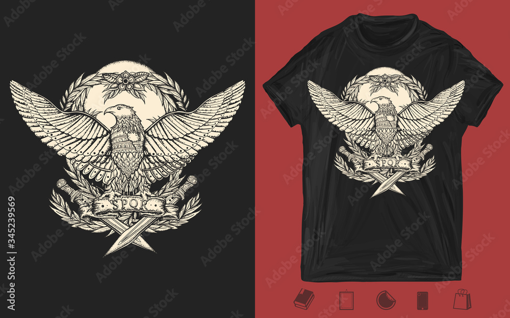 Roman Empire. Imperial eagle and crossed swords. History of Italy ...