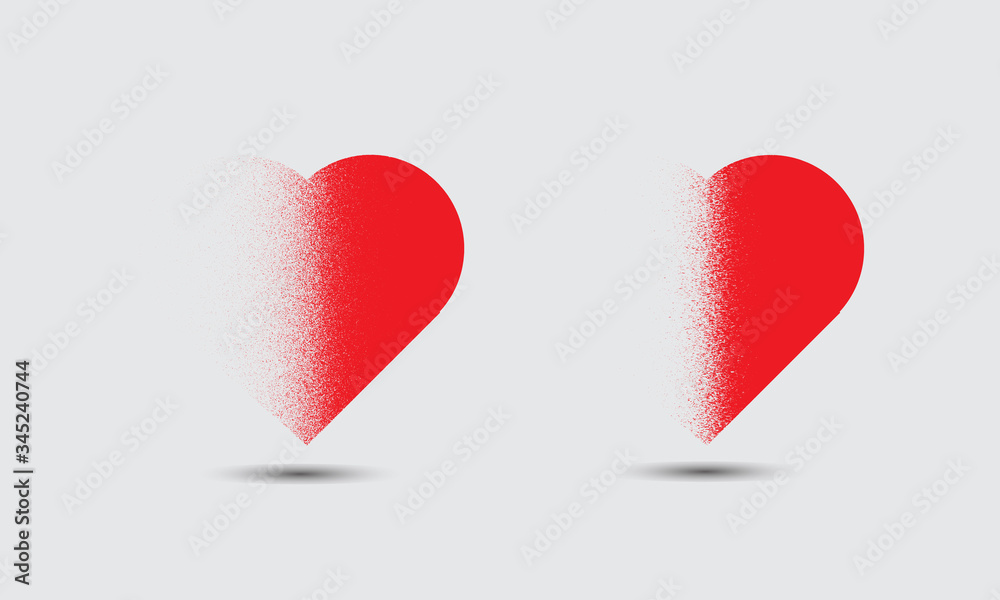 Shattered isolated background of love icon.Breaking or broken frame ...
