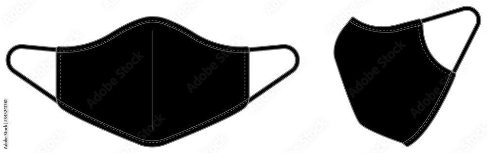 Medical face mask vector template illustration / black Stock Vector ...