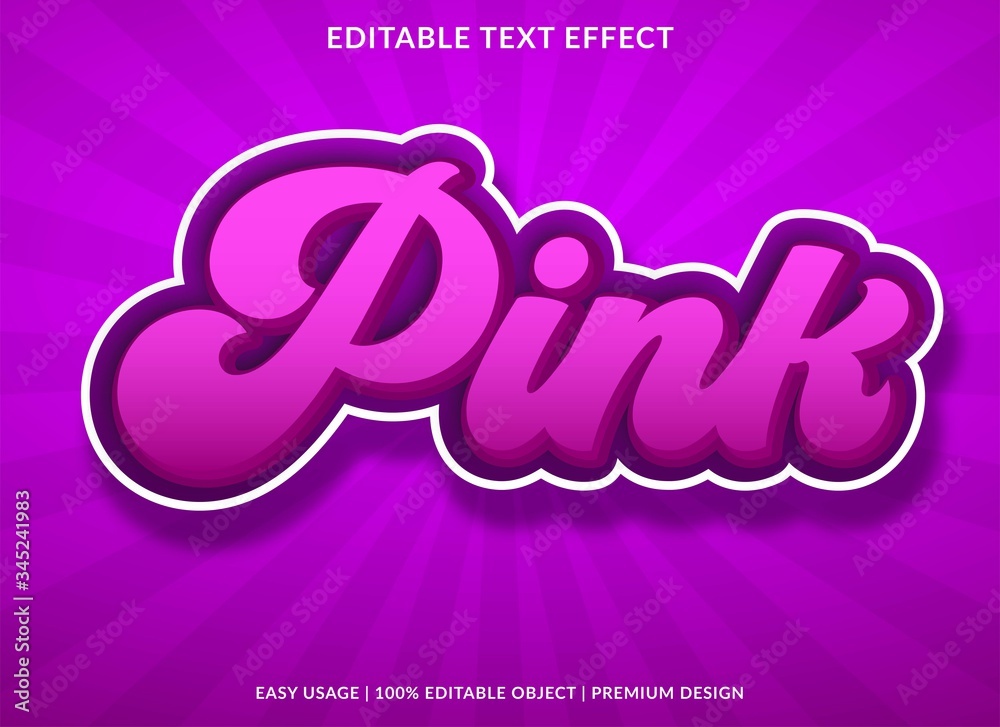 pink text effect template with bold text and cartoon style use for ...