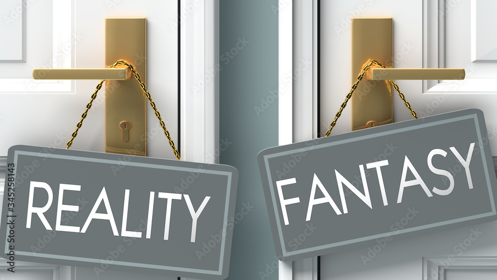 fantasy or reality as a choice in life - pictured as words reality ...