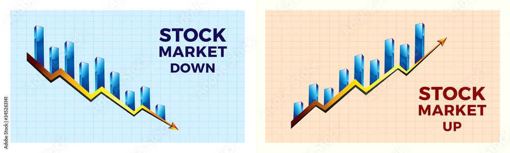 Stock Market share up and down arrow vector graph illustrations Stock ...