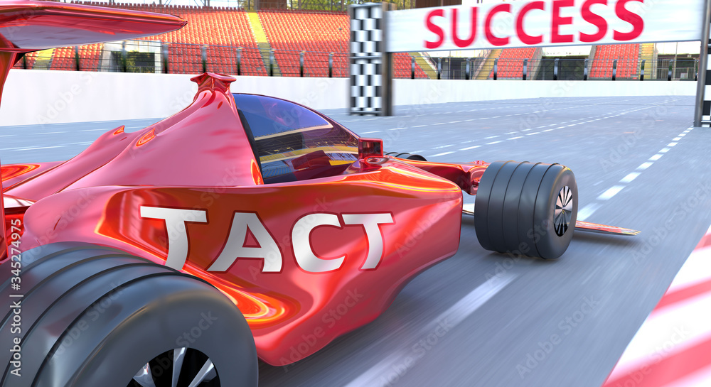 Tact and success - pictured as word Tact and a f1 car, to symbolize ...
