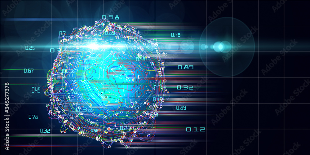 Big data. Abstract background of layered analysis curve paths data ...