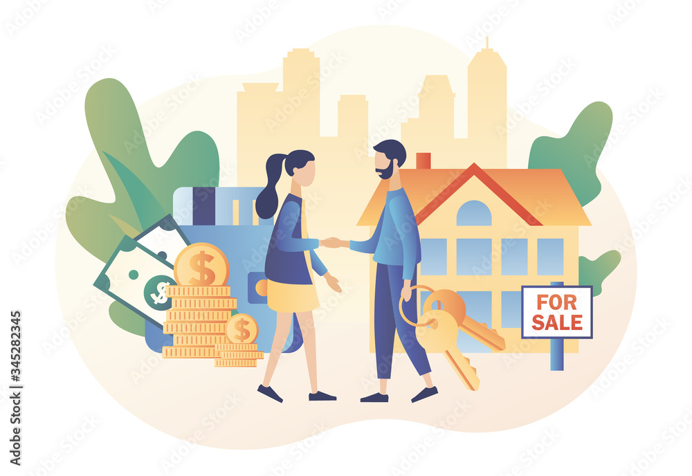 Family Buying A House Cartoon