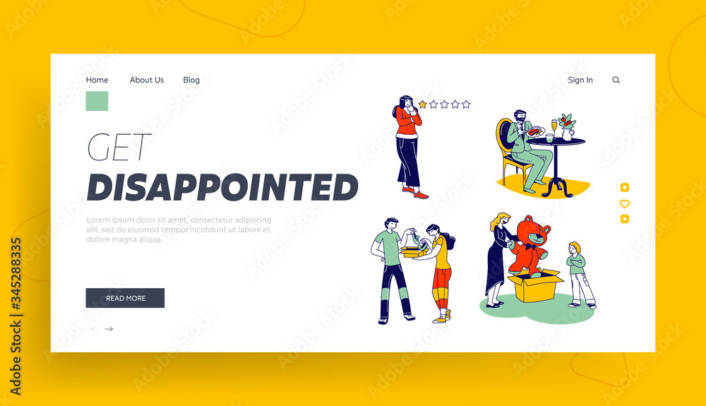 Unsatisfied Customers Landing Page Template. Woman Review of Service ...