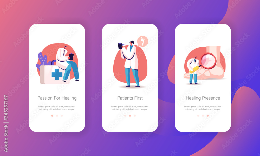 Orthopedy and Podiatry Medical Healthcare Mobile App Page Onboard ...