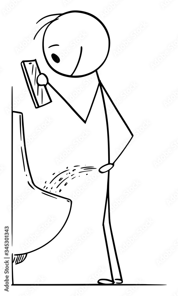 Vector cartoon stick figure drawing conceptual illustration of addicted ...