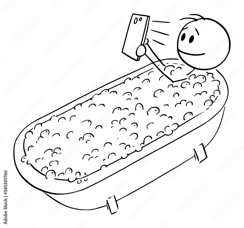 Vector cartoon stick figure drawing conceptual illustration of addicted ...