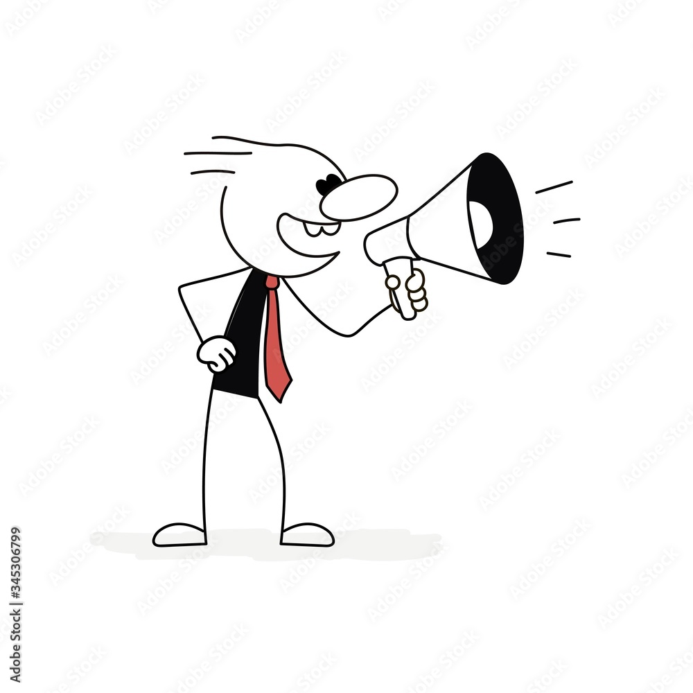 Vector stickman cartoon character yelling. Stock Vector | Adobe Stock