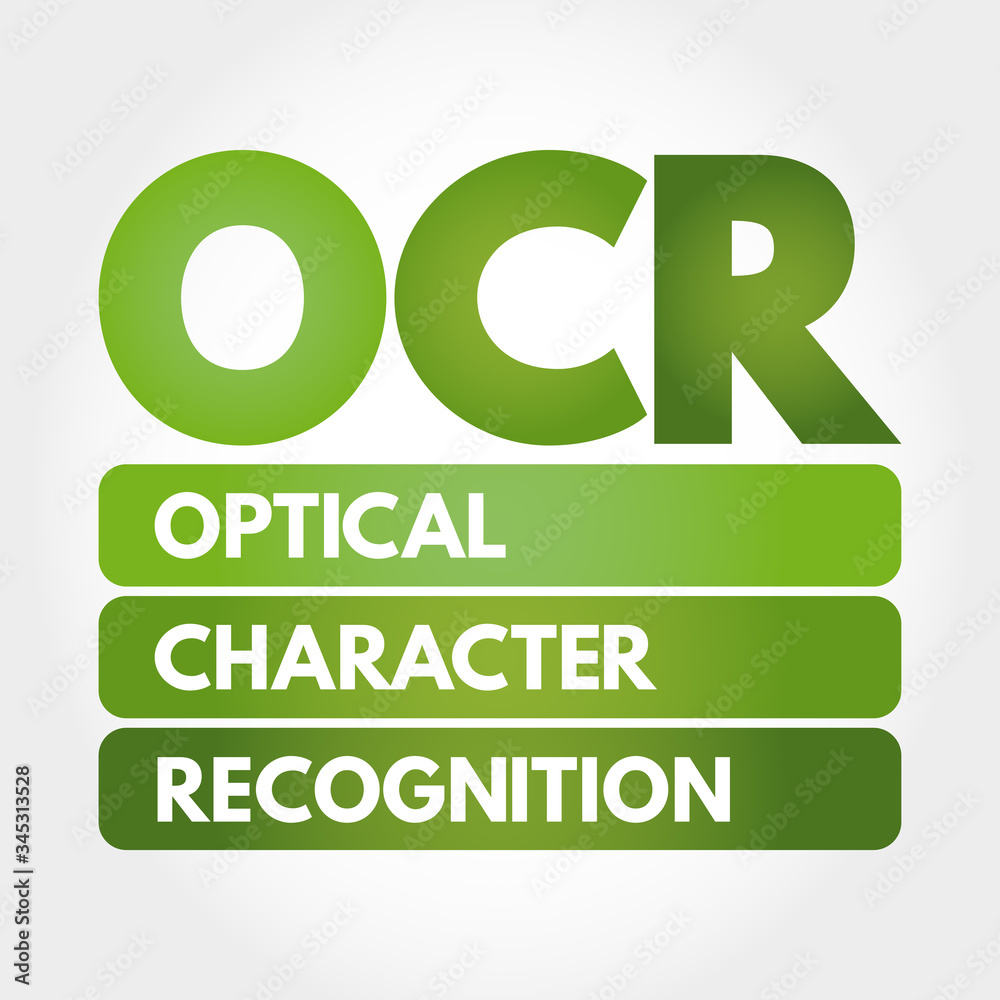 OCR - Optical Character Recognition acronym, technology concept ...