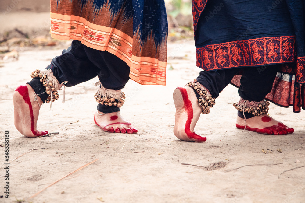 dance form indian classical feet with ghungru. close up, copy space ...