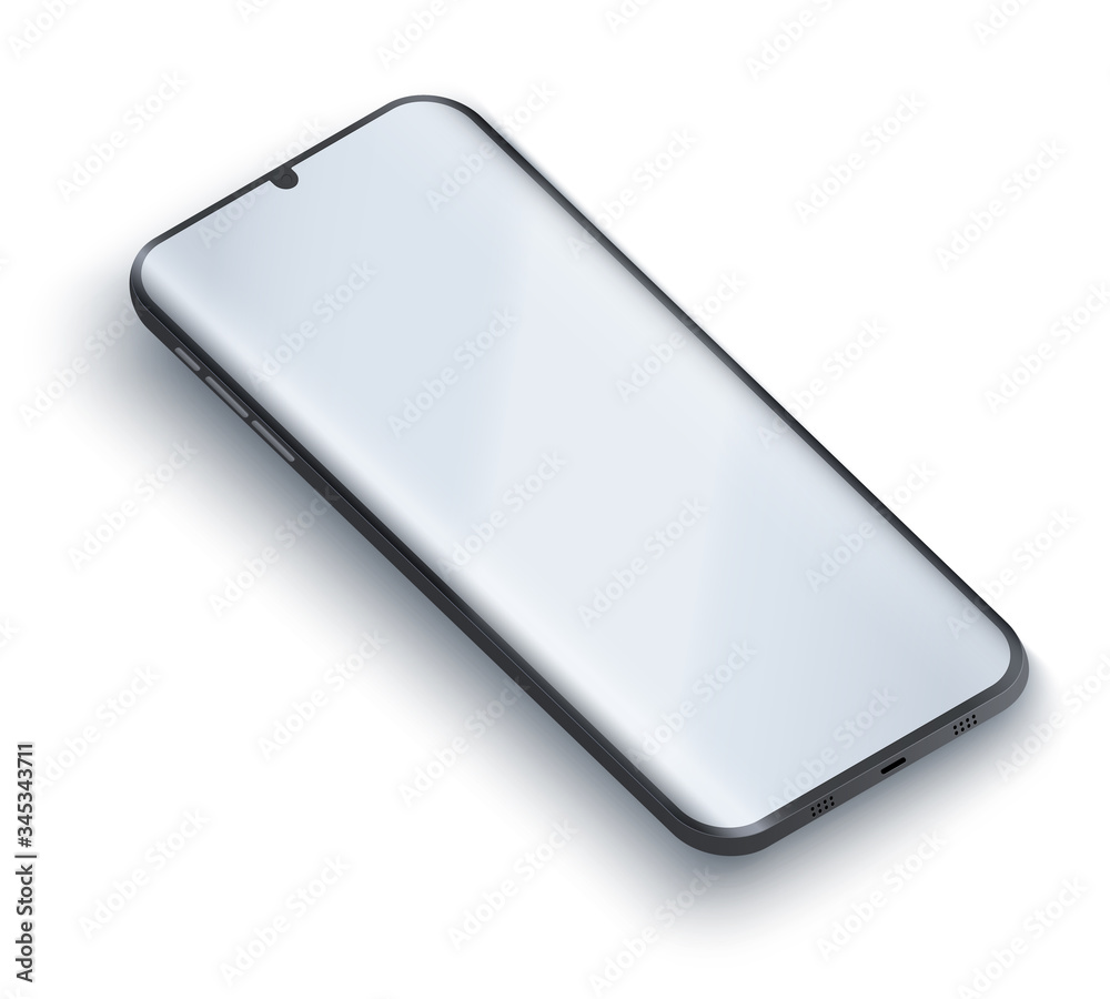 Smartphone presentation mockup. Sample frameless model smartphone with ...