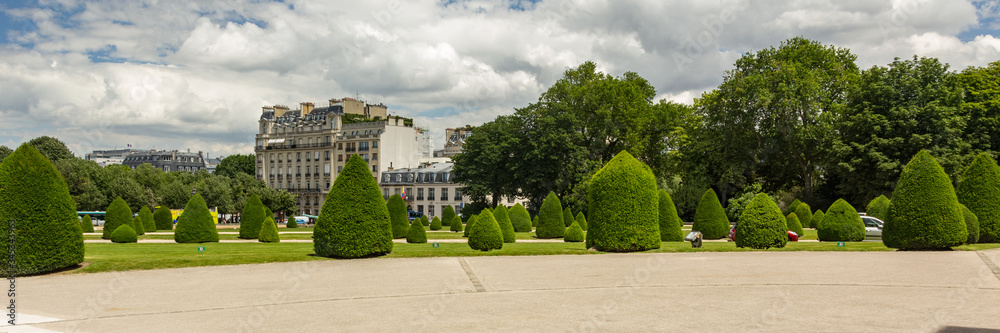 Paris, France - June 25, 2016: Beautiful green Park bitween Les ...