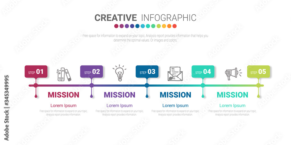 Infographic design template with numbers 5 option can be used for ...