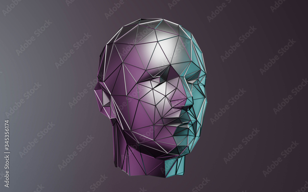 Abstract head meash polygon technology illustration, artificial ...