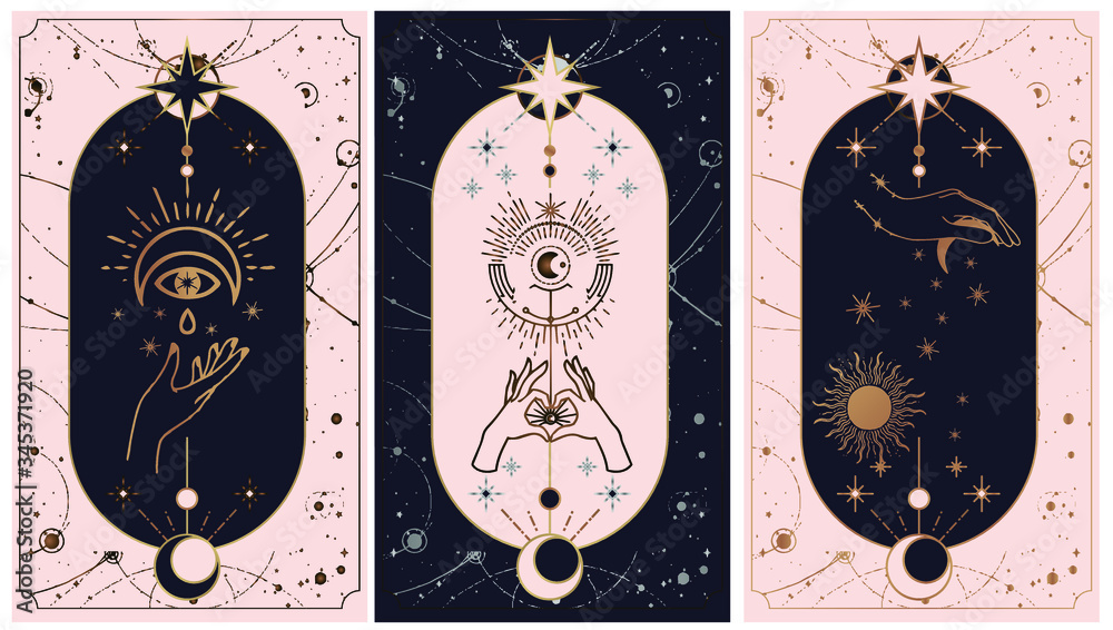 moon and sun Hands, Vintage Fortune Teller Hand with palm reading chart ...