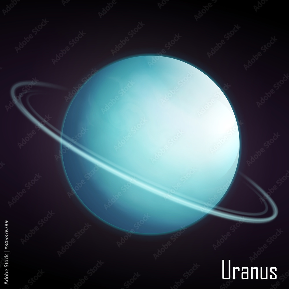 Realistic Uranus planet Isolated on dark background. Vector ...