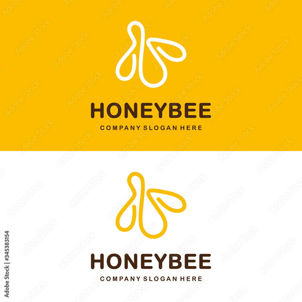 Bee logo. Honeybee logotype template. Continuous line logo. Simple ...