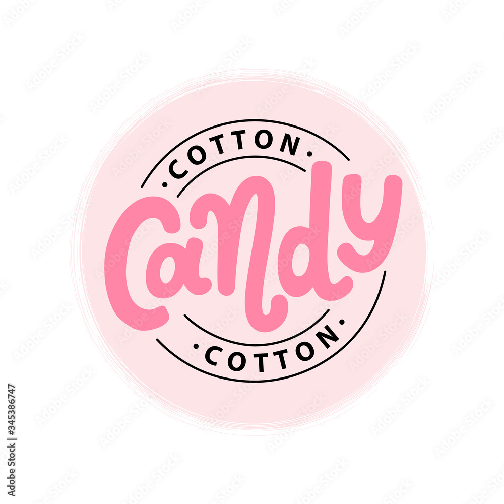 COTTON CANDY logo. Text lettering for sweet cotton candy dessert on ...