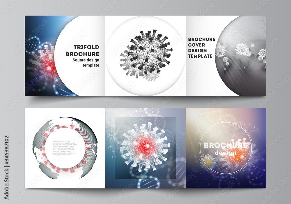 Vector layout of square covers templates for trifold brochure, flyer ...