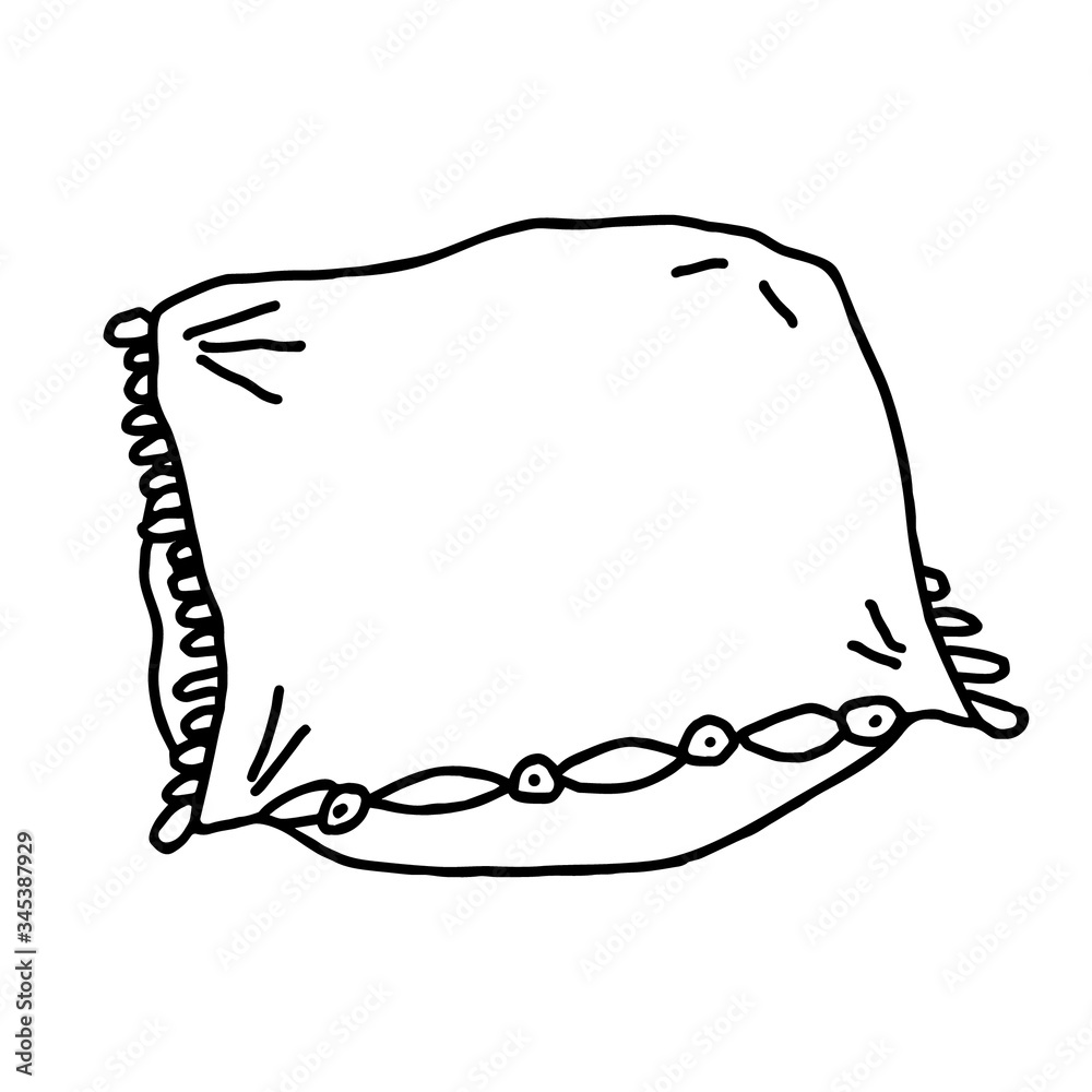 Pillow hand drawn vector sketch illustration. Home design interior clip ...