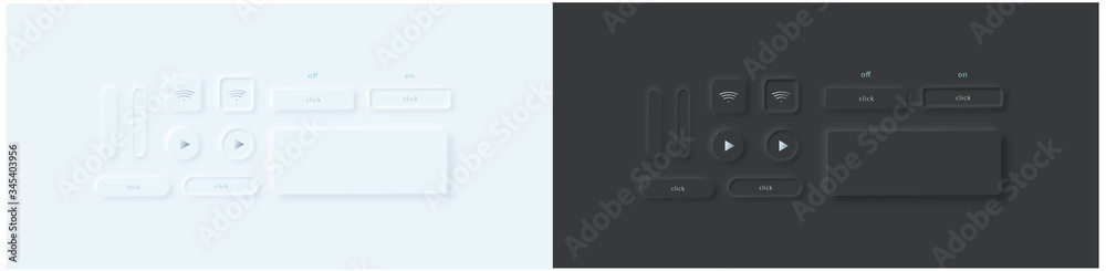 Vector set of different buttons in neumorphic/skeuomorphism style ...