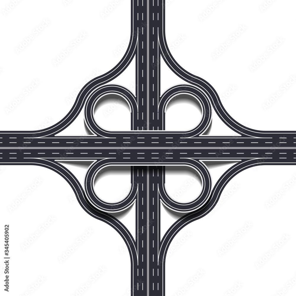 Cloverleaf interchange two level, four way interchange with loop ramps ...