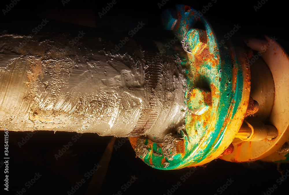 Industrial pipeline. Repair of the drinking water supply pipeline ...