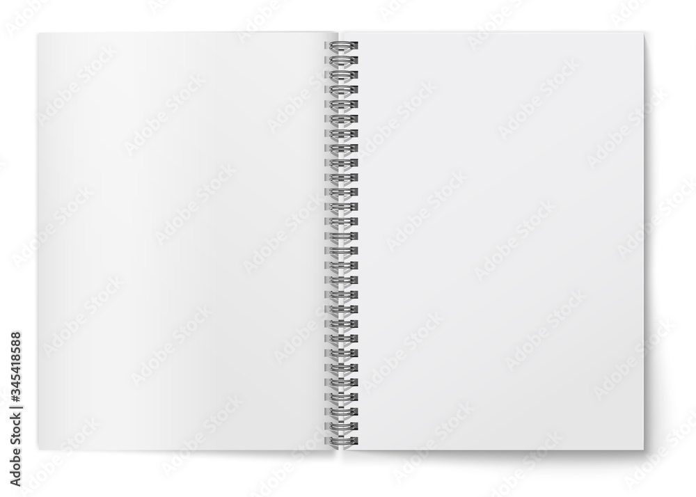 Realistic Blank horizontal open realistic spiral notepad mockup. Stock ...