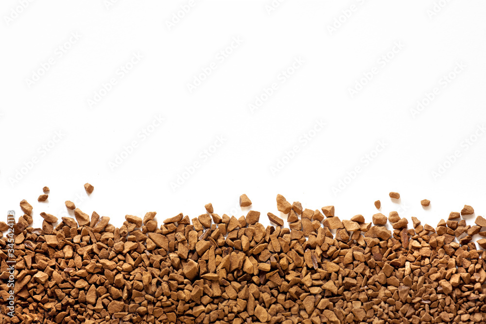 instant coffee isolated on white background, granulated coffee texture ...