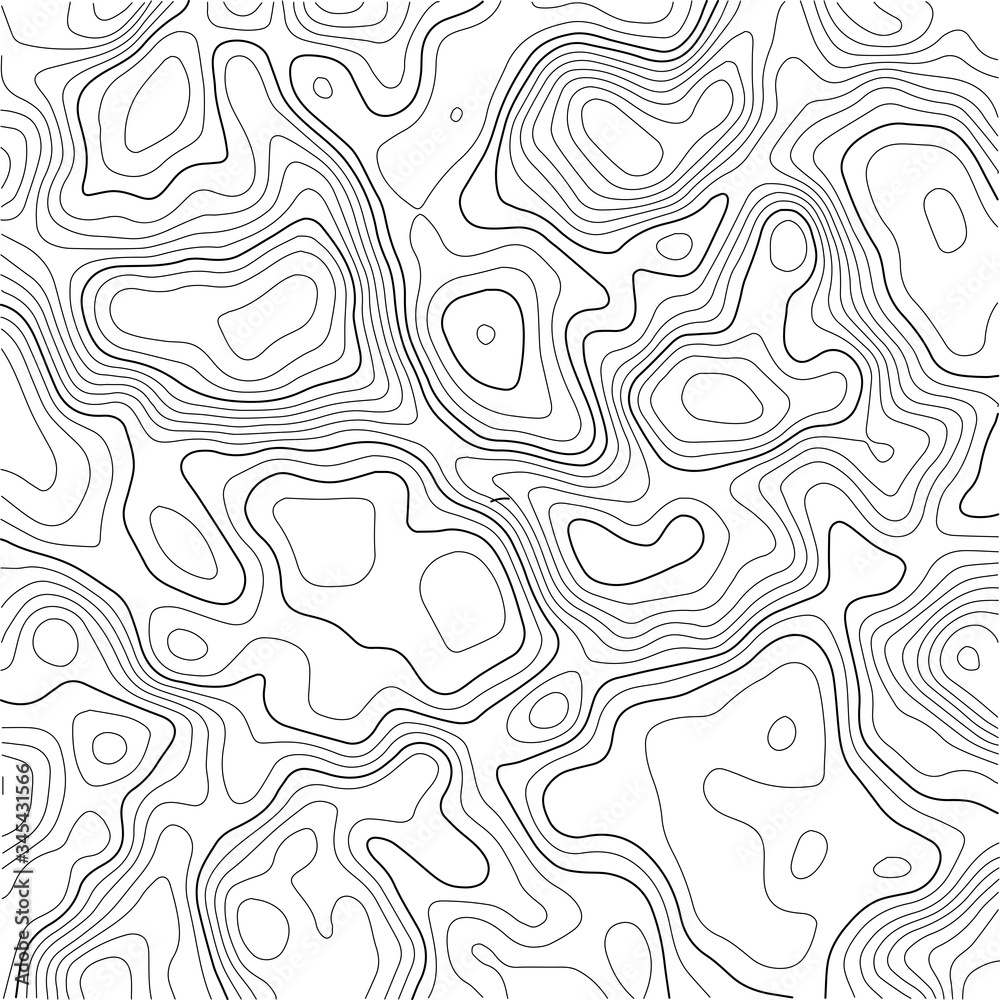 Vector contour topographic map on white background. Stock Vector ...