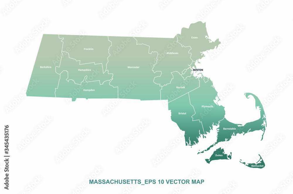 massachusetts map. u.s. states vector map of massachusetts. united ...