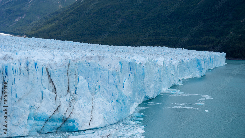 Icy landscape (Iceberg&forest) of El Calafate, the town near the edge ...