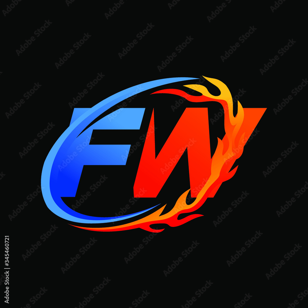 Initial Letters FW Fire Logo Design Stock Vector | Adobe Stock