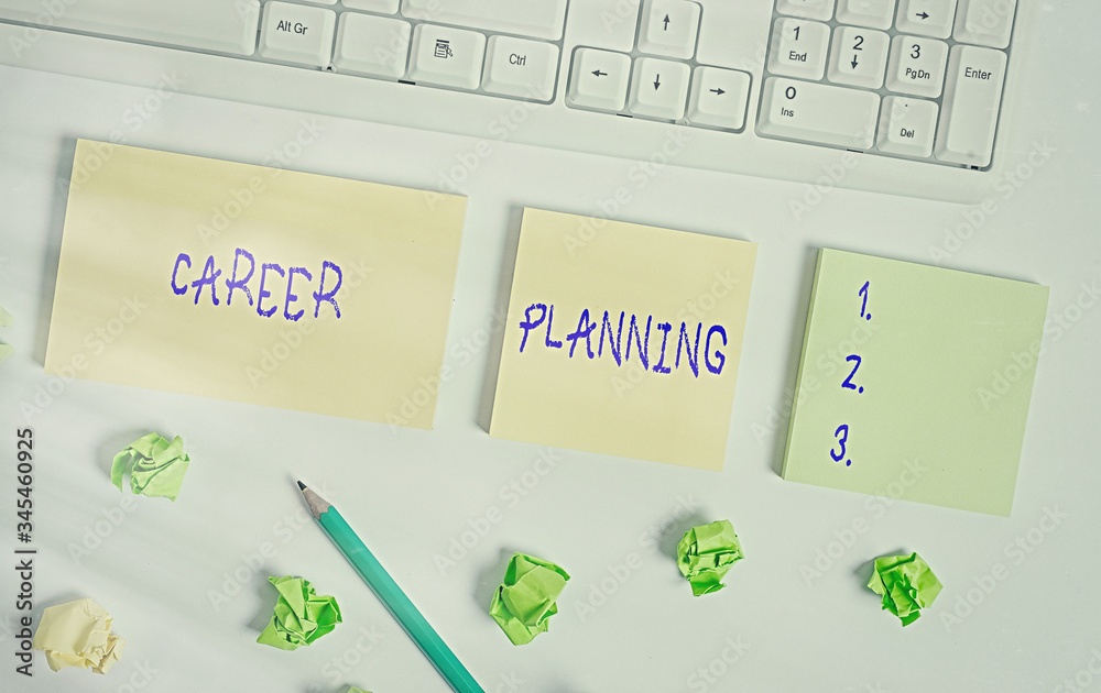 Writing note showing Career Planning. Business concept for A list of ...