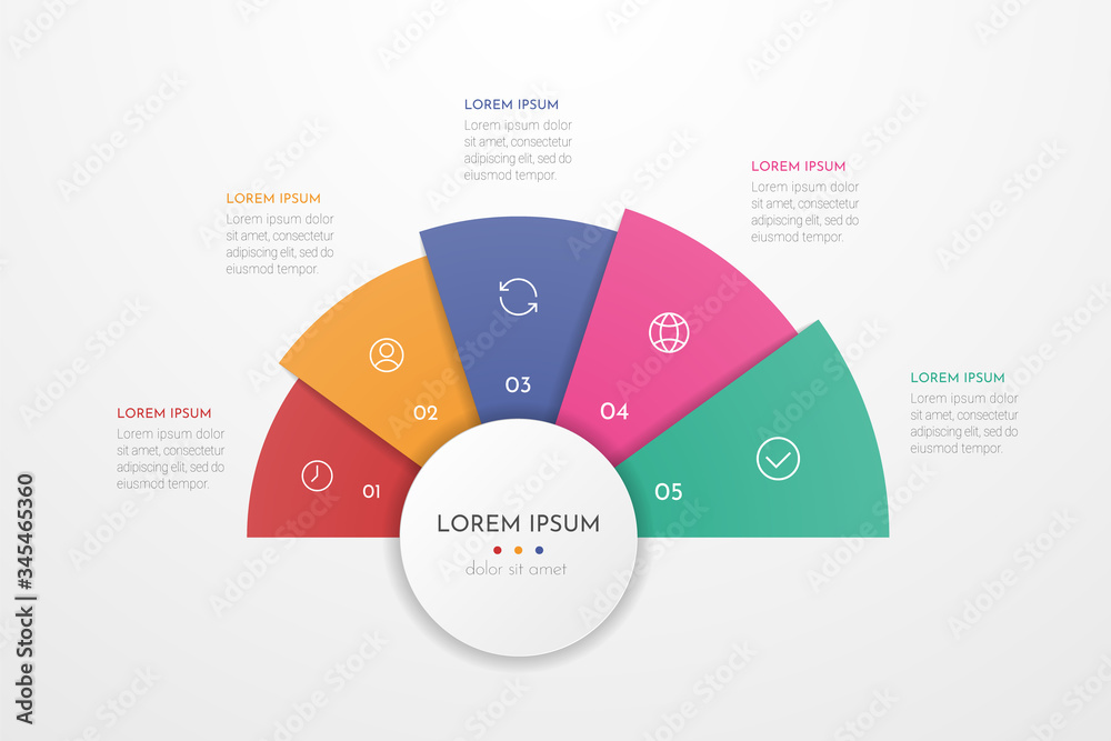 Abstract modern template for creating infographics with 5 options ...