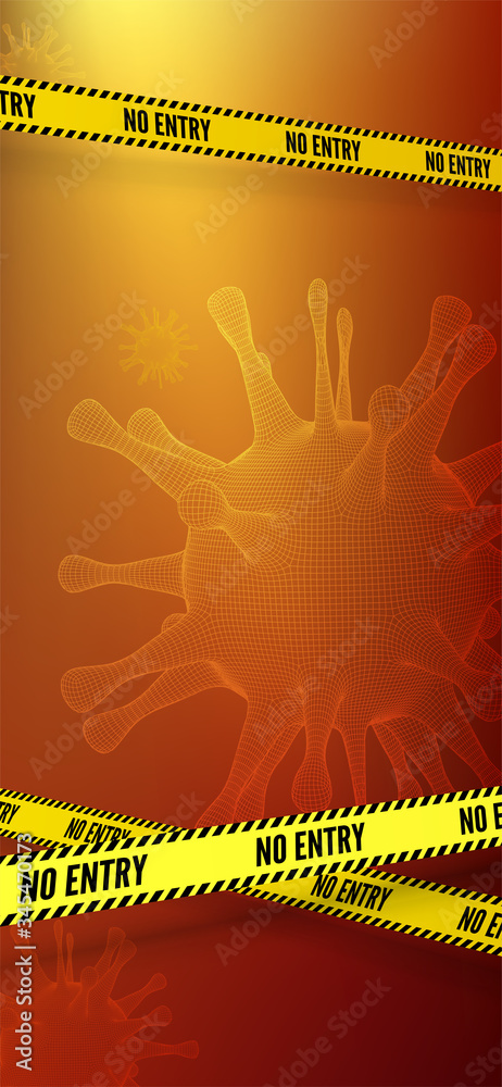 View of bacteria under microscope. Vertical banner in phone UI X size ...