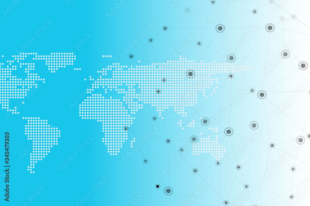 Global network connection background. World map dot point backdrop and ...