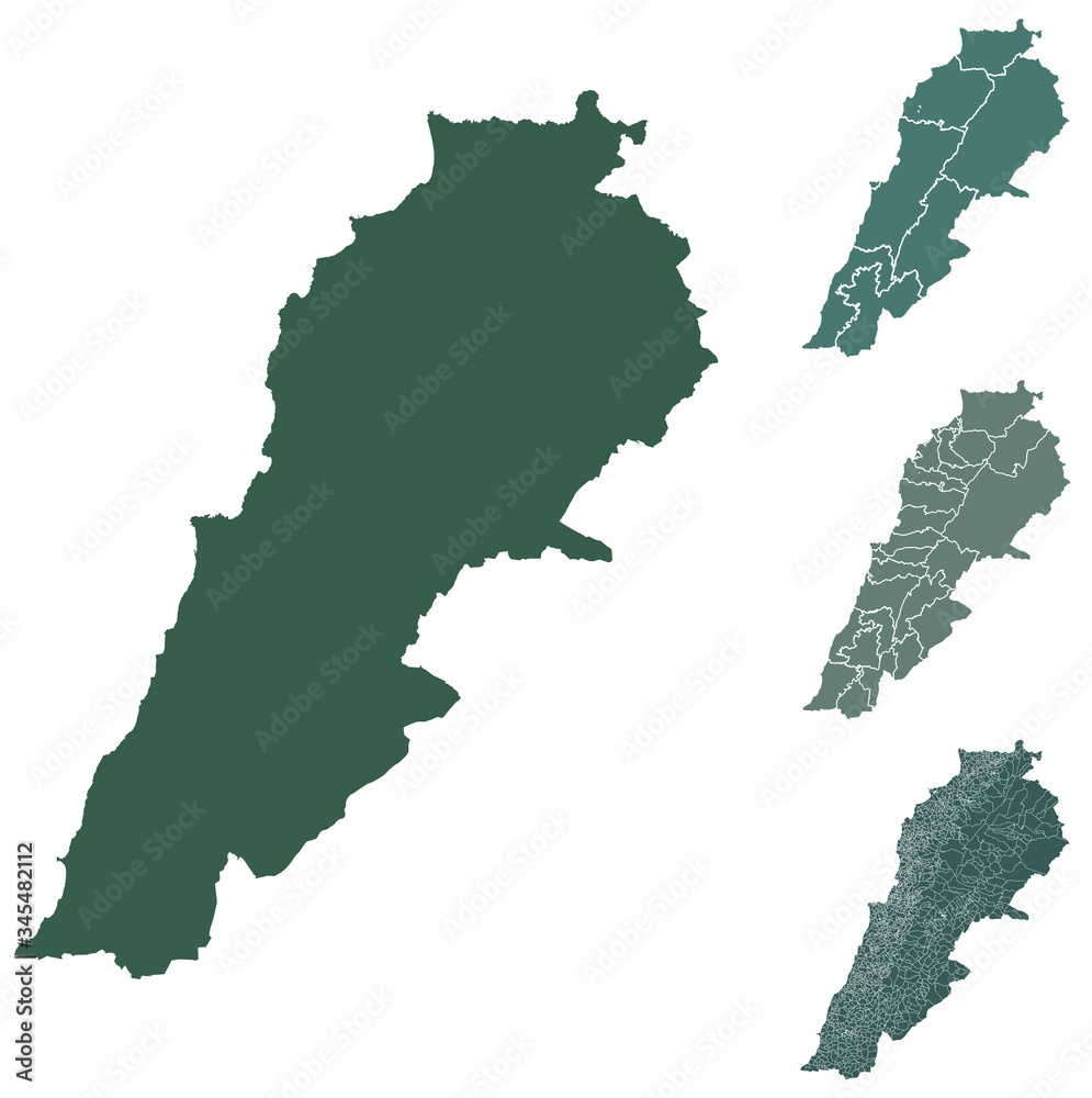 Lebanon map outline administrative regions vector template for ...