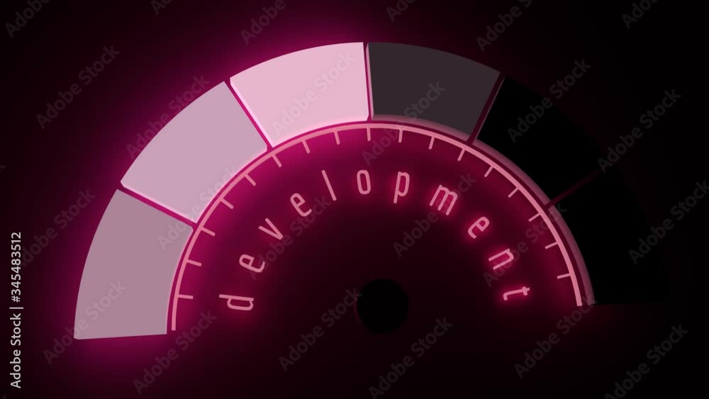 Neon shine scale. Development level measuring device. Sign tachometer ...